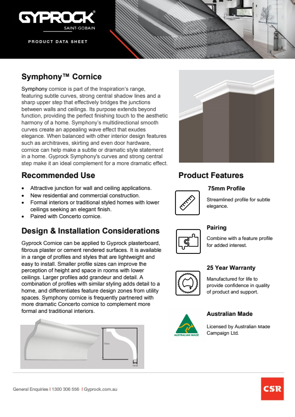 Gyprock | Symphony™ Cornice - CSR